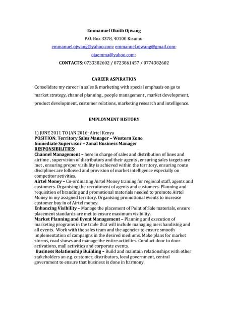 Emmanuel Okoth Ojwang Resume Doc