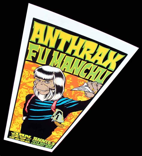 Anthrax Foo Man Chu Poster Annies Cincinnati Alan Forbes Silkscreen Sn