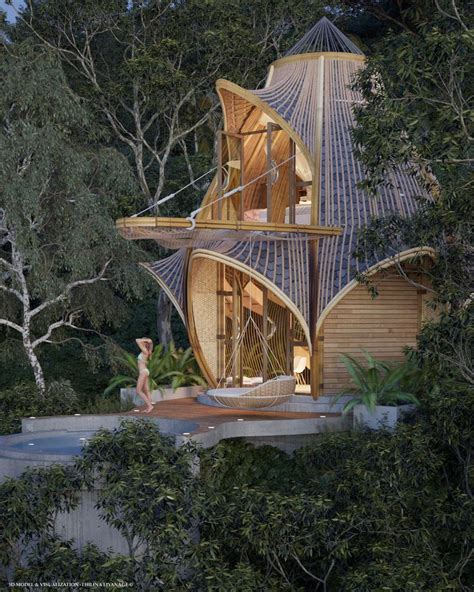 Single Room Bamboo Villa On Behance Bali Architecture Bamboo