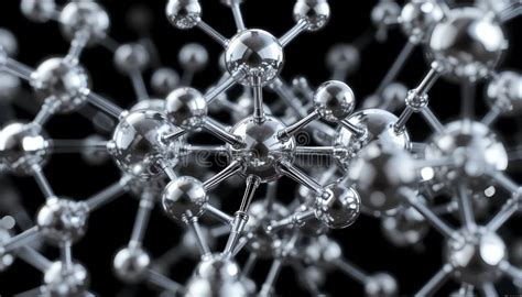 Close Up View Of A Complex Silver Molecule Structure Against A Dark Black Colored Background
