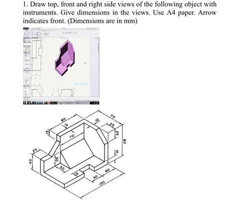 Solved Draw top, front and right side views of the following | Chegg.com
