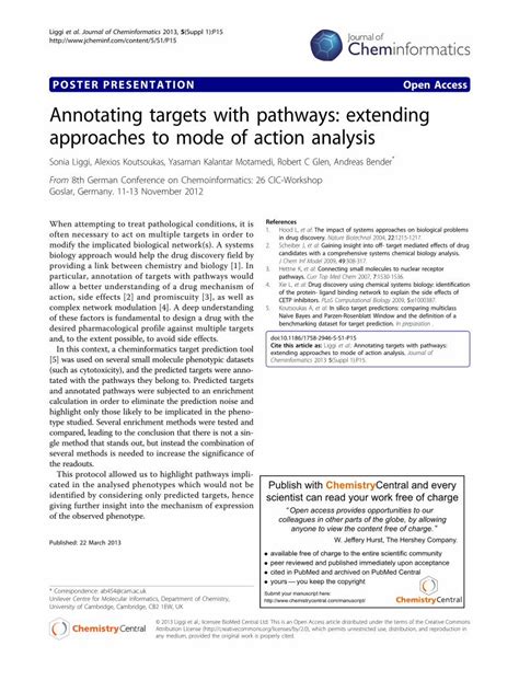 Pdf Annotating Targets With Pathways Extending Approaches To Mode Of Action Analysis