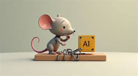 A Curious Cartoon Mouse Investigates A Cube Labeled And X27aiand X27