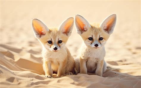 Playful Exploration Fennec Fox Pups In The Desert Premium Ai