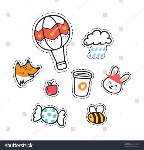 Set Cute Patch Isolated On White Stock Vector Royalty Free 441517825