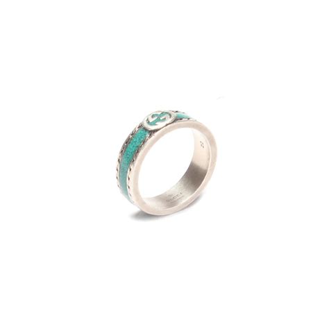 Gucci Interlocking G Torquoise Ring Green Silver Metal Ref984503 Joli Closet