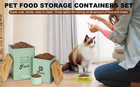 Dekosilave Cat Food Storage Container With Scoop 2pcs Cat