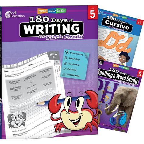 180 Days Writing Spelling And Cursive Grade 5 3 Book Set K12 School