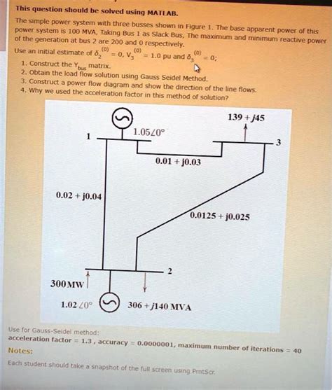 Solved This Question Should Be Solved Using Matlab The Simple Power System With Three Busses