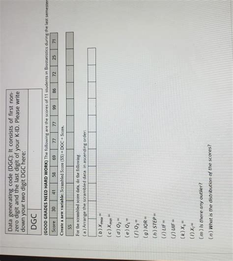 solved data generating code dgc it consists of first non