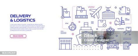 배송 및 물류 웹 페이지 헤드라인 브로셔 연례 보고서 및 책 표지를 위한 관련 배너 디자인 낙서 드로잉에 대한 스톡 벡터 아트 및 기타 이미지 Istock