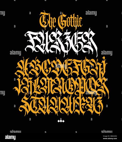 Gothic Font From Latin Letters Vector English Alphabet Medieval