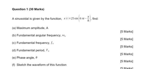 A Sinusoidal Is Given By The Function Chegg