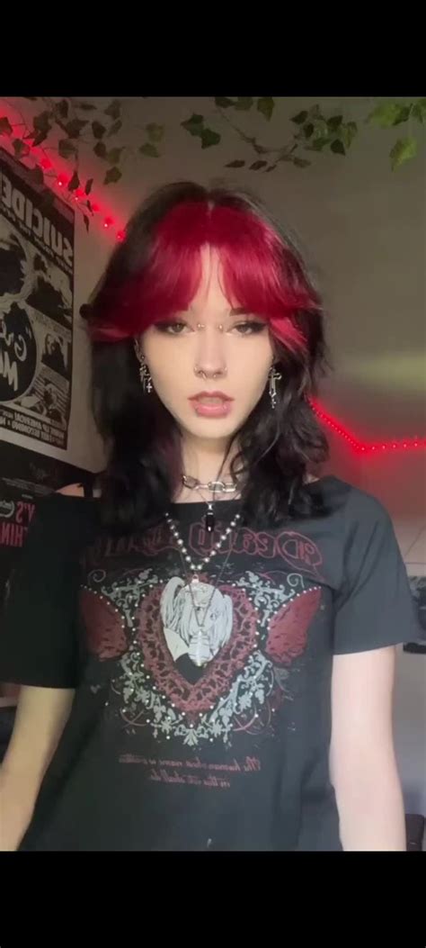 Emo Girl With Red Allen Hollingshead Coy Emo Girl Portrait