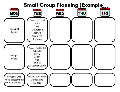 Small Group Planning Template By Gnicole0417 Tpt