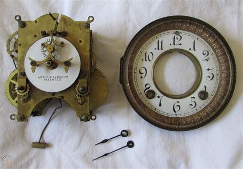 1883 Ansonia Clock Movement Dial Hands Open Escapement Clock Parts