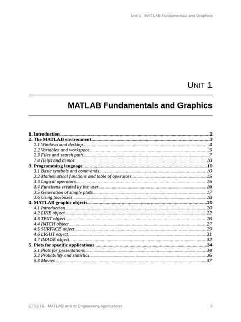 Mae Unit1 Fundamentals And Graphics Rev2018 Pdf Matlab Matrix Mathematics
