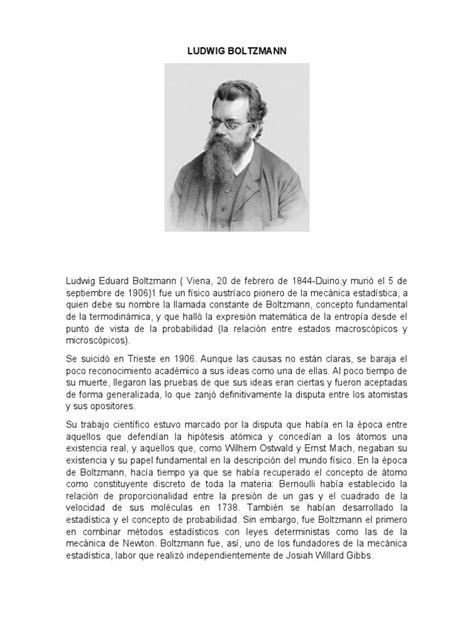 Ludwig Boltzmann Pdf Física Cantidades Fisicas