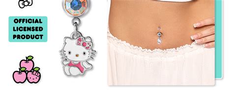 Hello Kitty Belly Button Ring 14g Stainless Steel Kawaii