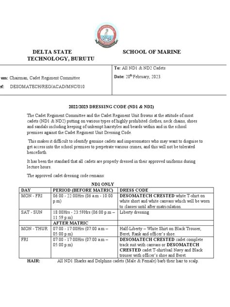 Cadet Dressing Law Pdf