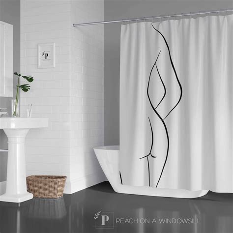 Beautiful Woman Shower Curtain Sexy Black And White Body Outline Bath