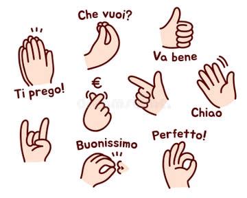 Cartoon Italian Hand Gestures Icon Set Stock Vector Illustration Of