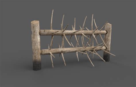 3d Model Medieval Spiky Tree Trunk Barricade Vr Ar Low Poly Cgtrader