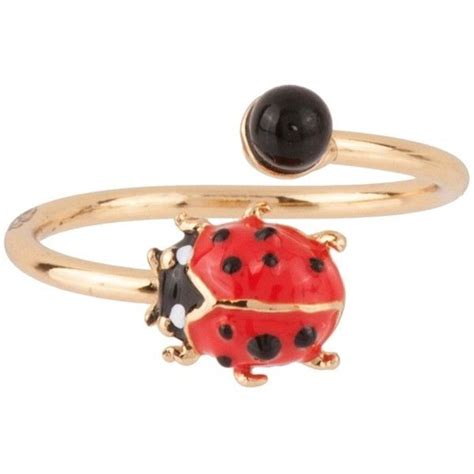 Les Néréides Ladybug Red Ladybug And Black Pearl Adjustable Ring 86