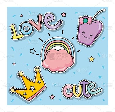 一套可爱可爱的卡通素材 花瓣网