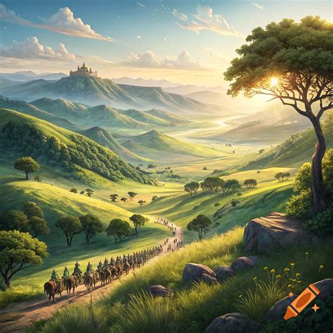 Vast Valley With Prophet Solomons Army Entering In The Distance On Craiyon