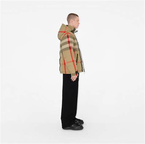 Reversible Check Puffer Jacket In Archive Beigeblack Men Nylon
