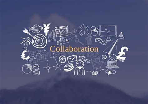 Collaboration Text With Drawings Graphics Stock Illustration