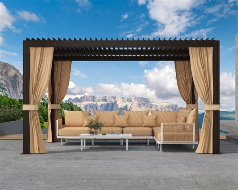 Purple Leaf Louvred Pergola 10 X 13 With Netting And Curtains