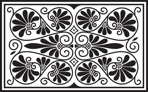 Vector Black Monochrome Square Ornament Of Ancient Greece Classic Tile