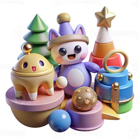 Cute 3d Characters With A Star On Top And A Tree 51223481 Png