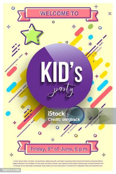 Ilustración De Plantilla De Diseño De Invitación De Fiesta Infantil Ilustración De Vector Con