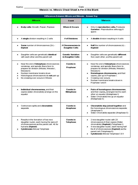 7ll Meiosis Summary Cheat Sheet 2018 Public Download Free Pdf