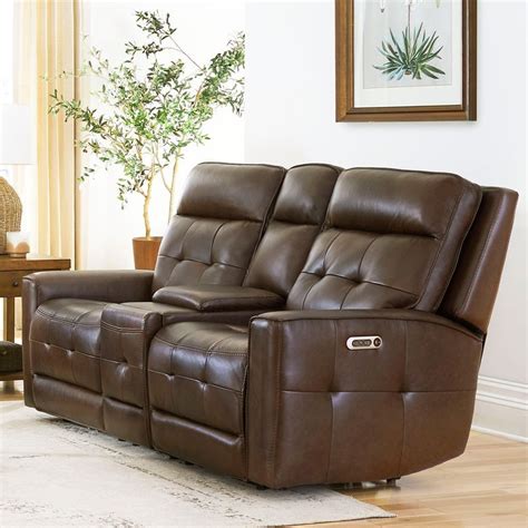 Canterbury Acorn Power Reclining Zero Gravity Loveseat W Console