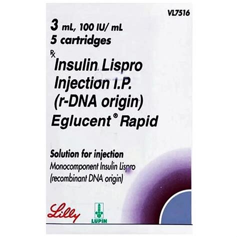 Eglucent Rapid Insulin Cartridge 100 Iuml At ₹ 4350piece In New