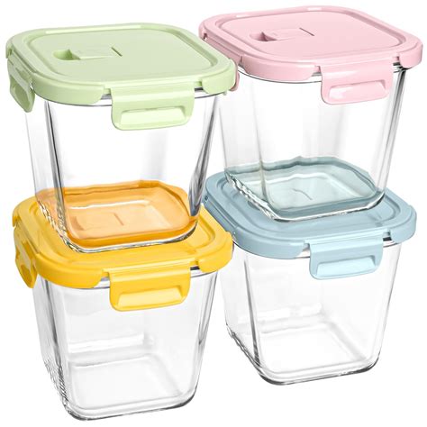 Square Glass Storage Containers For Lunch 4 Cup Glass Soup
