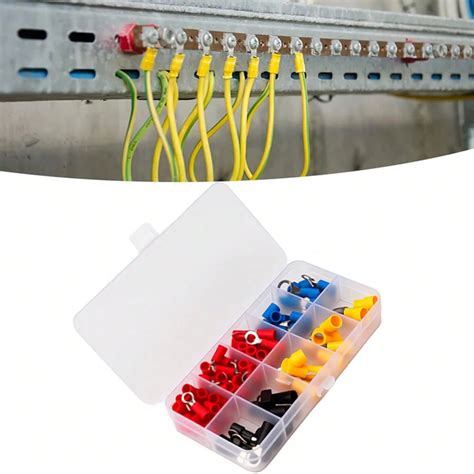 102pcs Insulating Ring Wiring Terminal Connector Classification Kit Wire Connector Ring Terminal