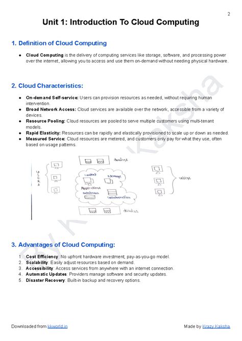 Cloud Computing Notes Of A Yt B Y K R A Z Y K A K S H A Unit 1