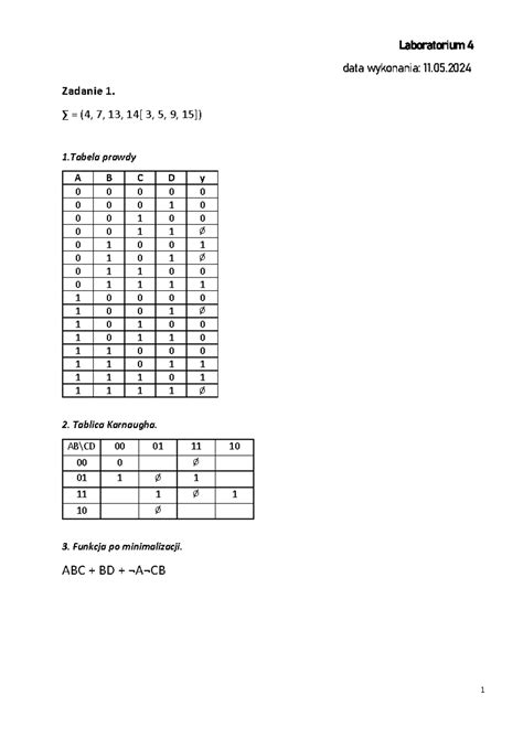 Lab4 Aaa 1 Laboratorium 4 Data Wykonania 11 Zadanie 1 ∑ 4 7
