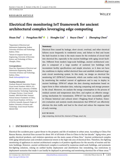 Electrical Fire Monitoring Iot Framework For Ancient Architectural