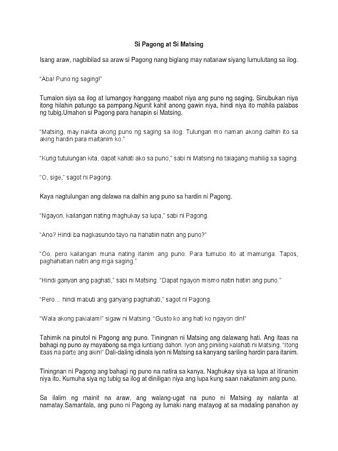 Si Pagong At Si Matsing Pdf