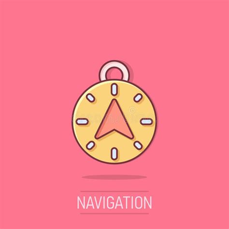 Compass Icon In Comic Style Navigation Equipment Cartoon Vector Illustration On Isolated
