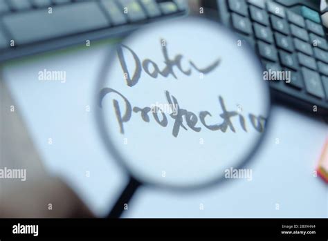 Data Protection Text Written On Paper Cyber Security Concept Stock
