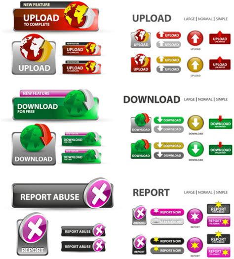 Elements Of Creative Web Button Design Vector Free Vector In Adobe Illustrator Ai Ai Vector