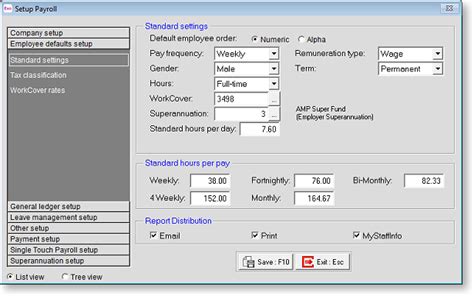 Employee Defaults Setup