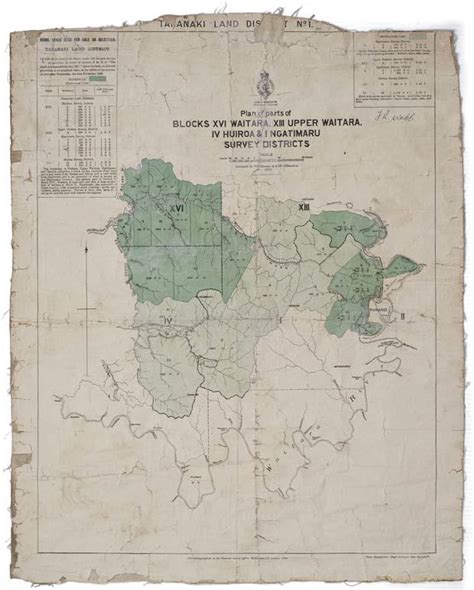 Plan Of Parts Of Blocks Xvi Waitara Xiii Upper Waitara Iv Huiroa And I